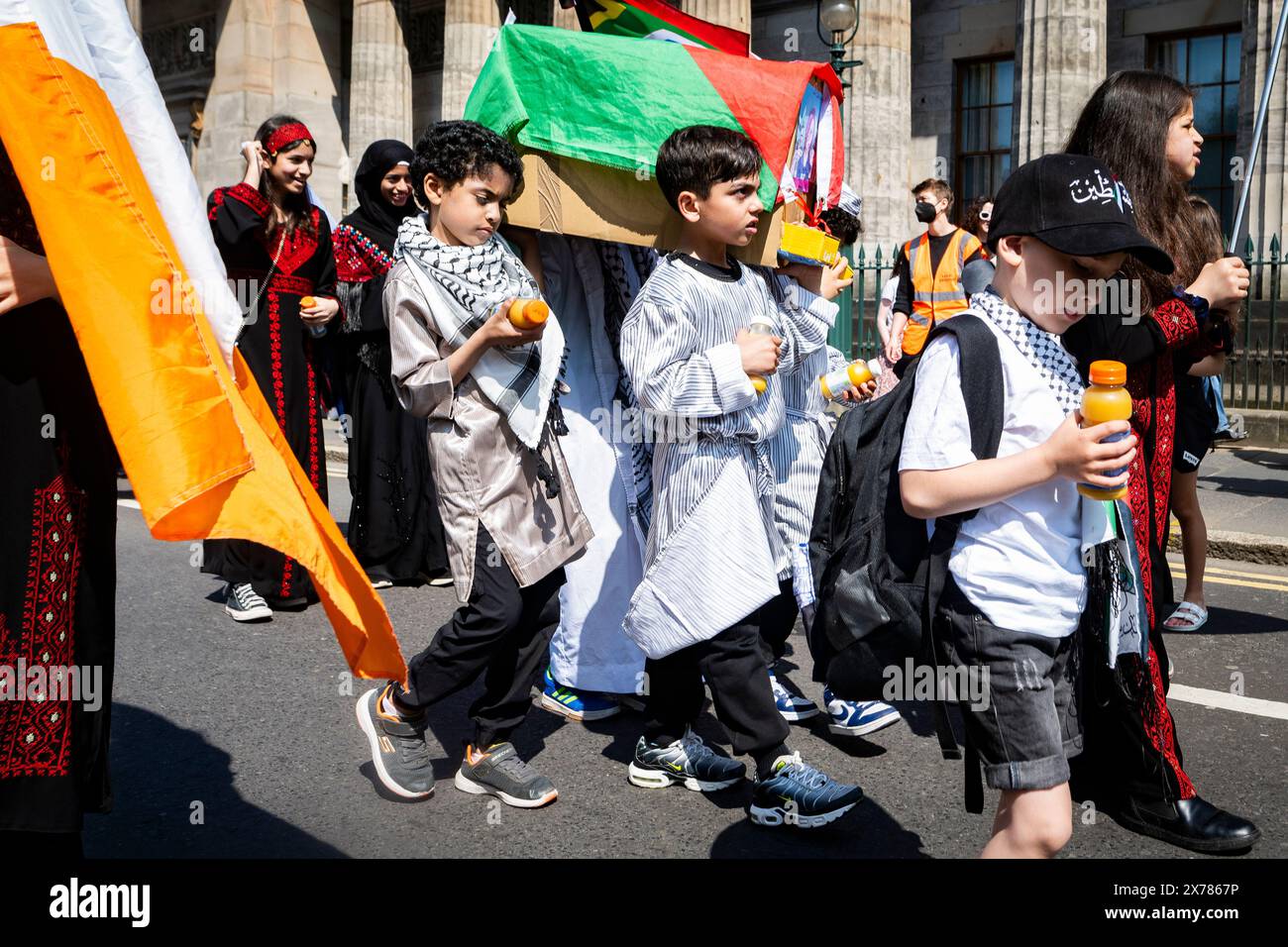 Edinburgh, Scotland. 18 May 2024. Protesters gather at Waverley Bridge ...