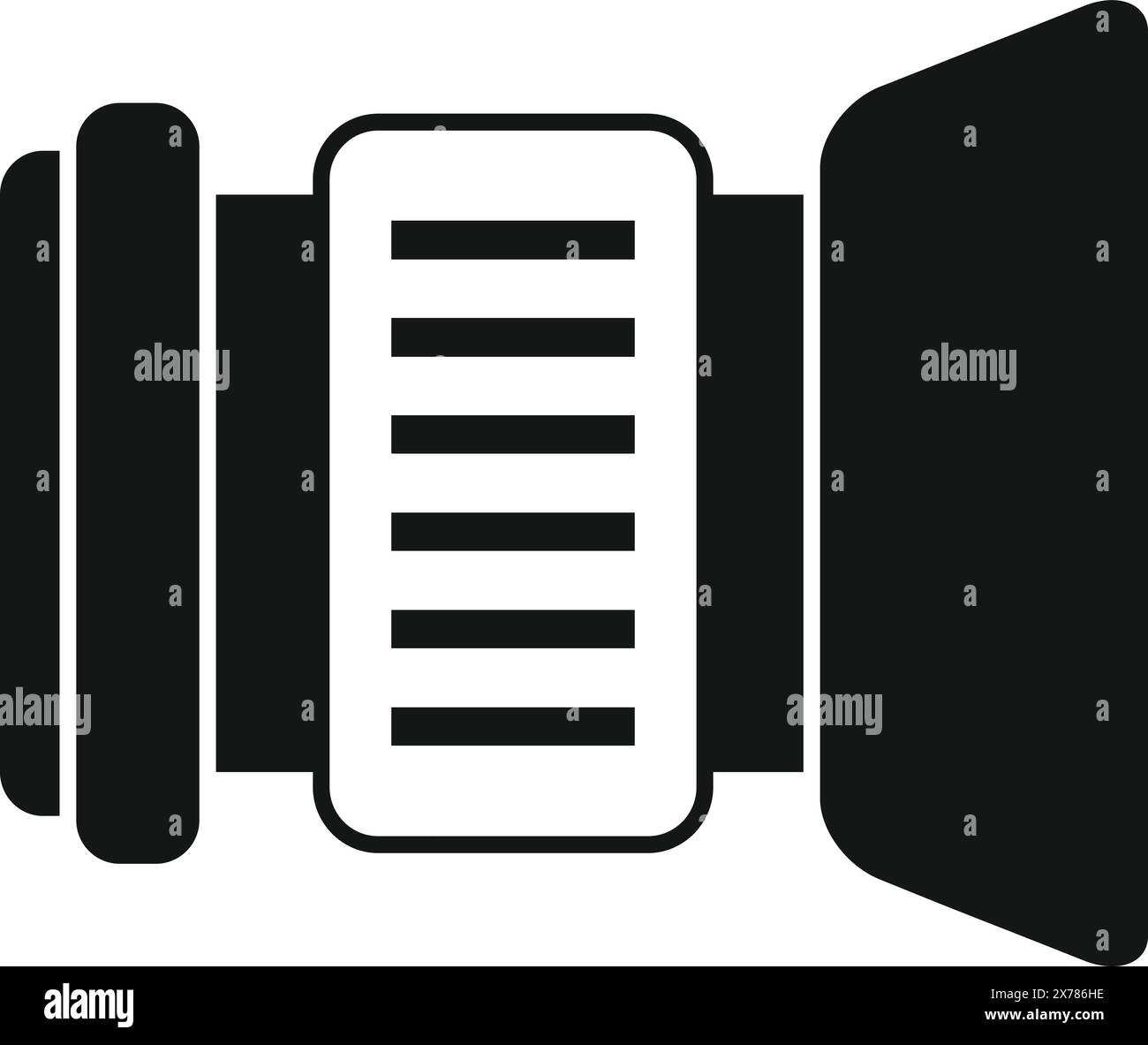 Monochrome minimalist professional camera lens icon in black and white ...