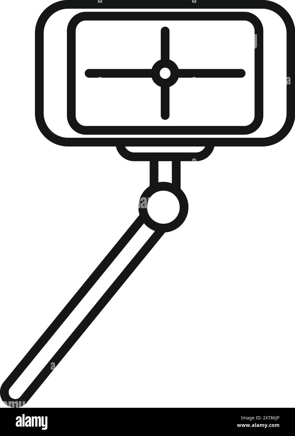 Simplified minimalist line art vector illustration of a selfie stick ...