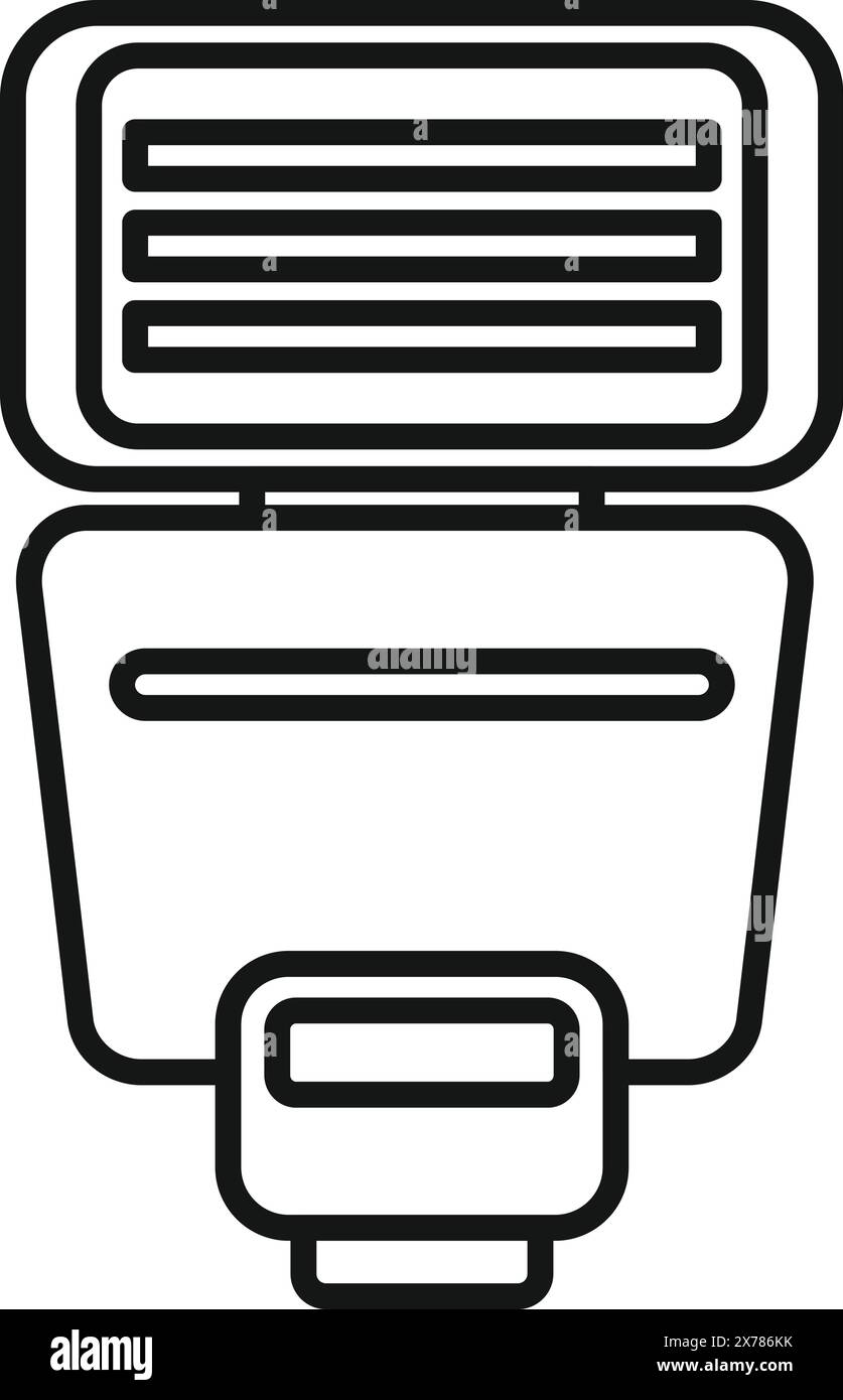 Simplistic line drawing of a camera flash unit, perfect for icons and ...