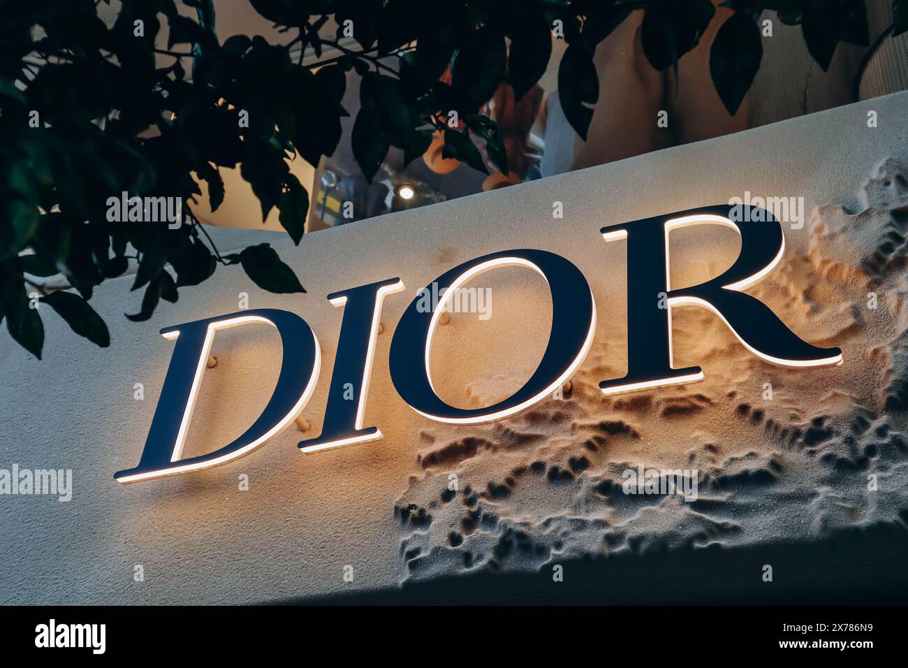 Cannes, France - August 3, 2023 : Sign board of the Dior boutique in ...