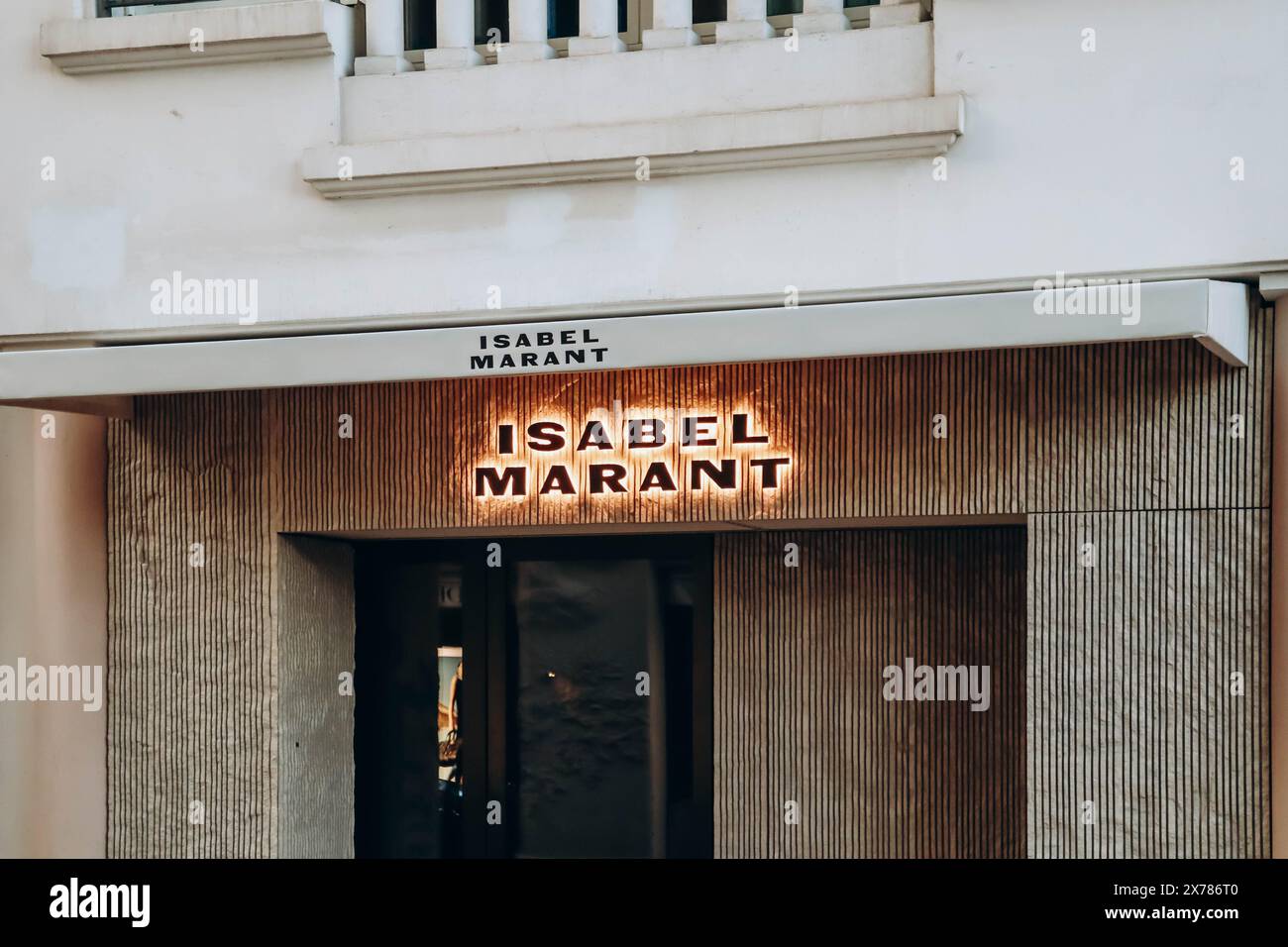 Cannes, France - August 3, 2023 : Sign board of the Isabel Marant ...
