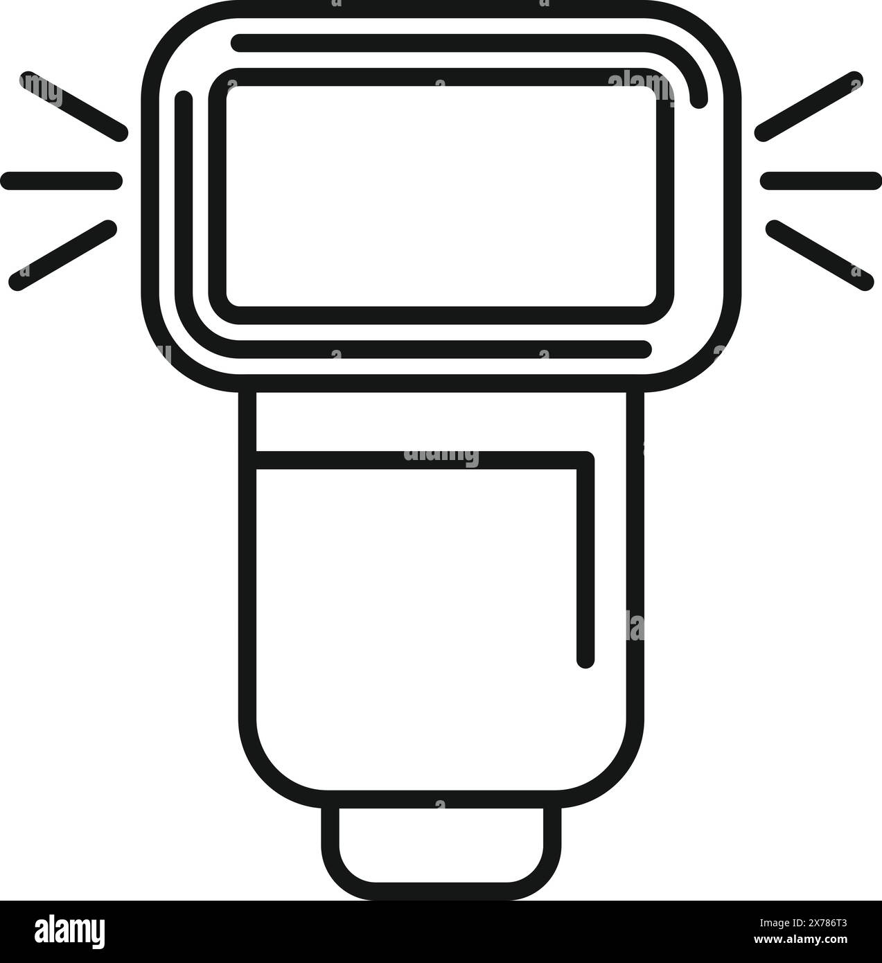 Black and white line art illustration of a camera flash, suitable for ...