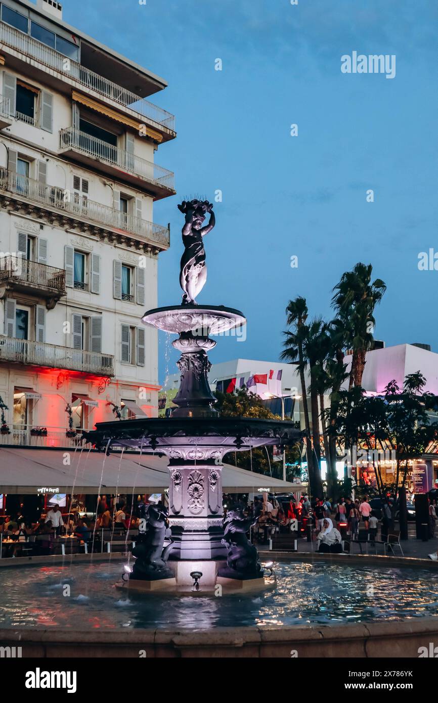 Cannes, France - August 3, 2023 : Evening view of Cannes city center ...