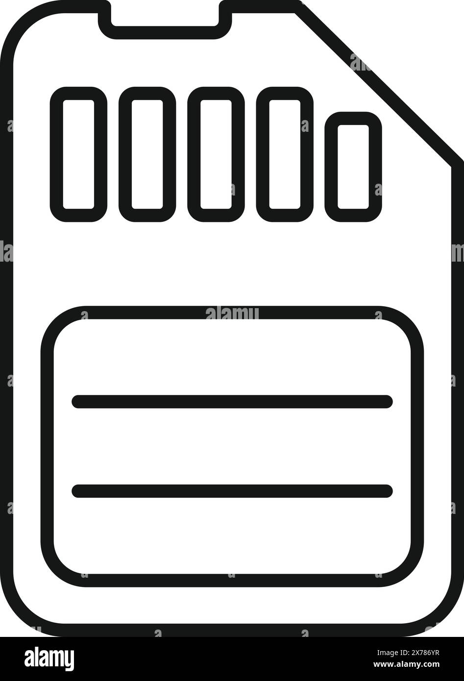 Vector illustration of a simple line icon representing an sd memory ...