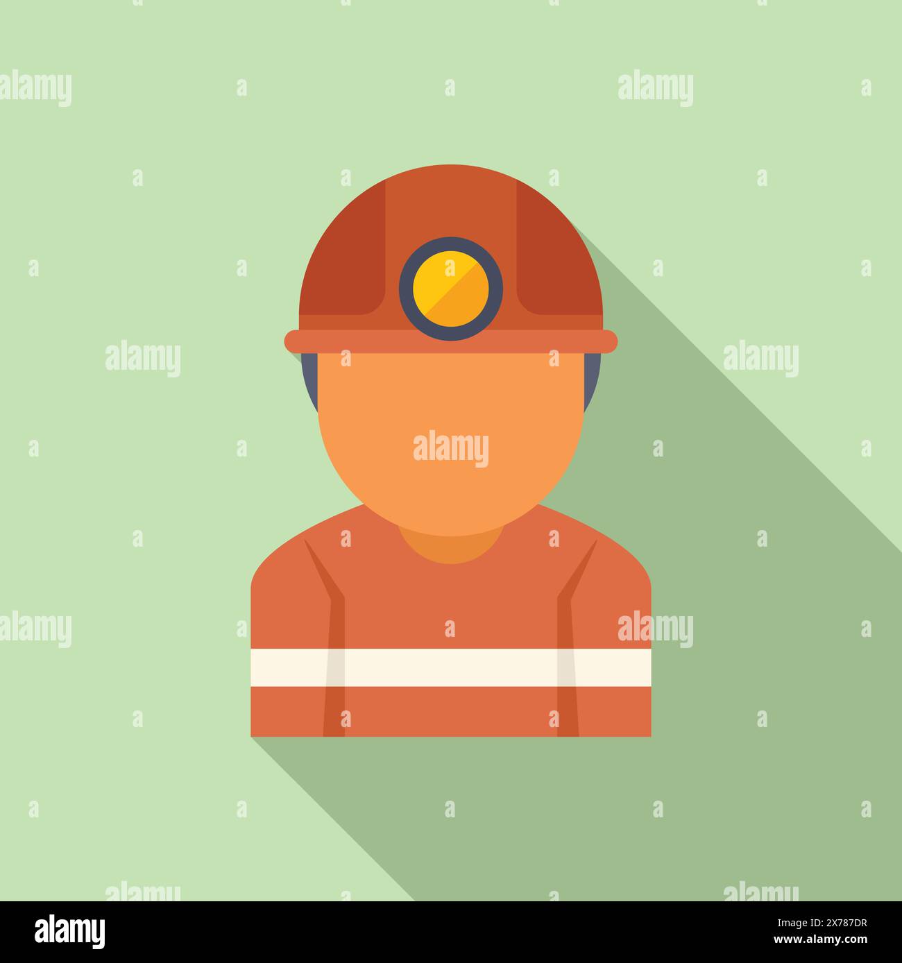 Cartoon miner avatar icon with yellow safety helmet and headlamp in ...
