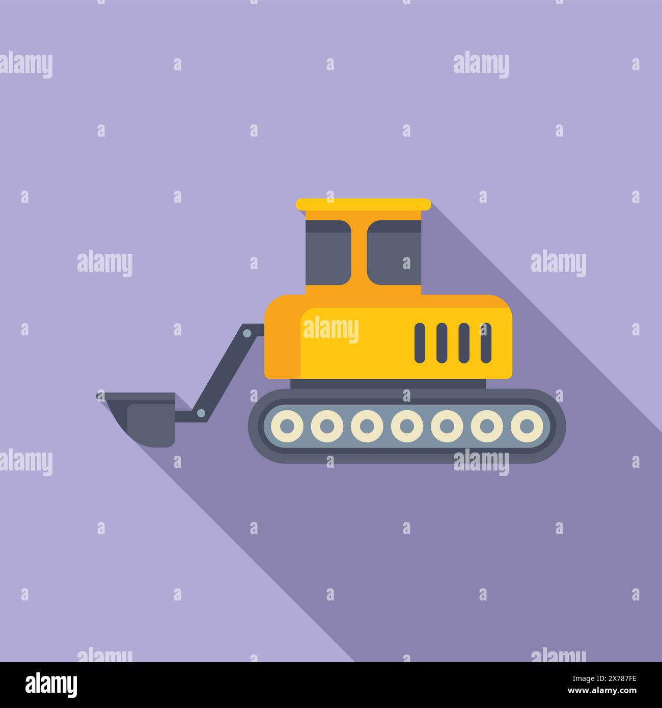 Colorful cartoon bulldozer vector illustration with yellow and purple ...