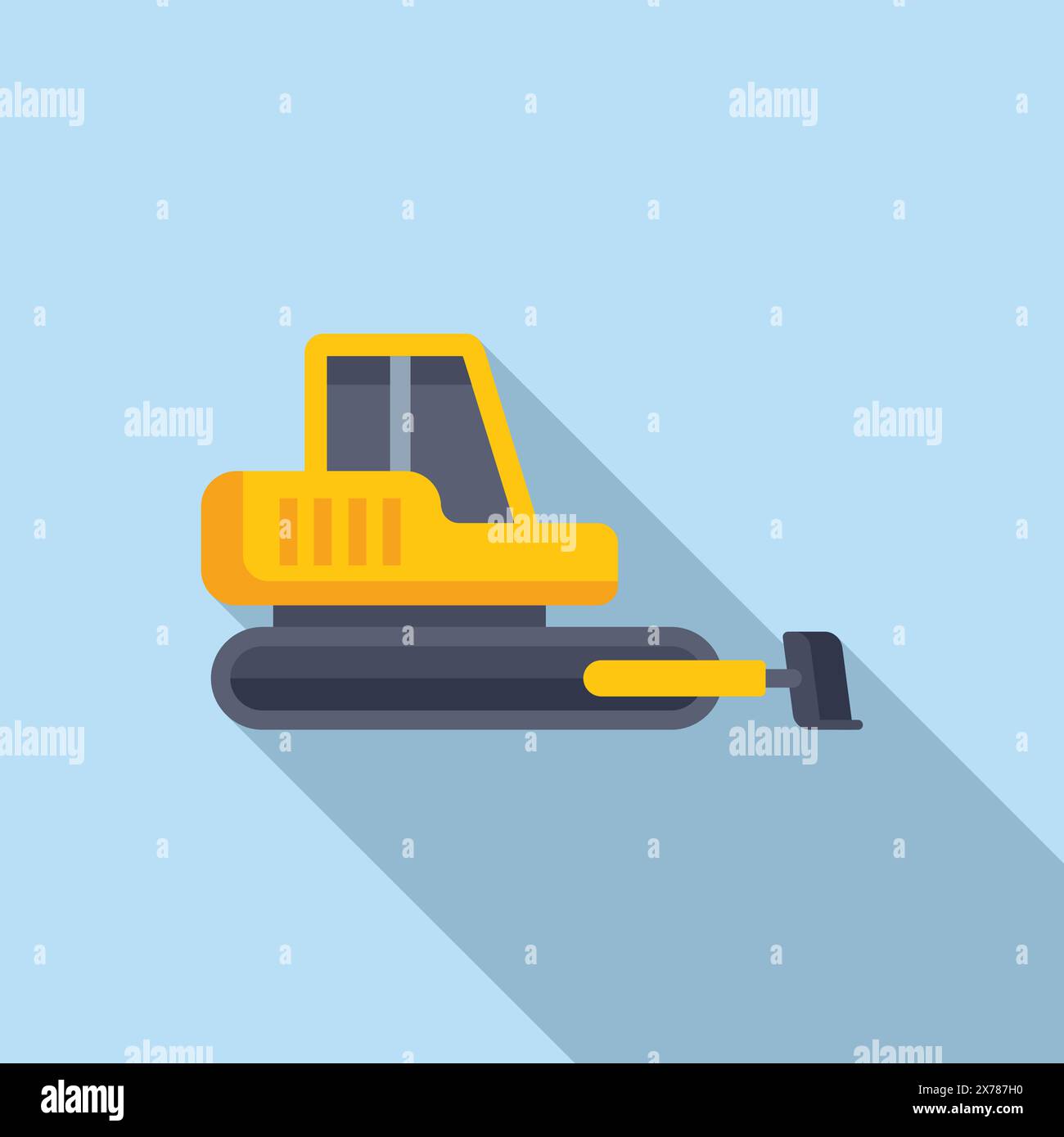 Vector illustration of a yellow cartoon bulldozer with a flat design ...