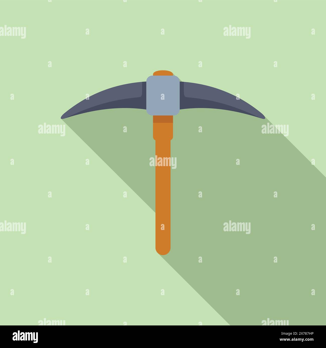 Vector graphic of a pickaxe with a flat design aesthetic on a green ...
