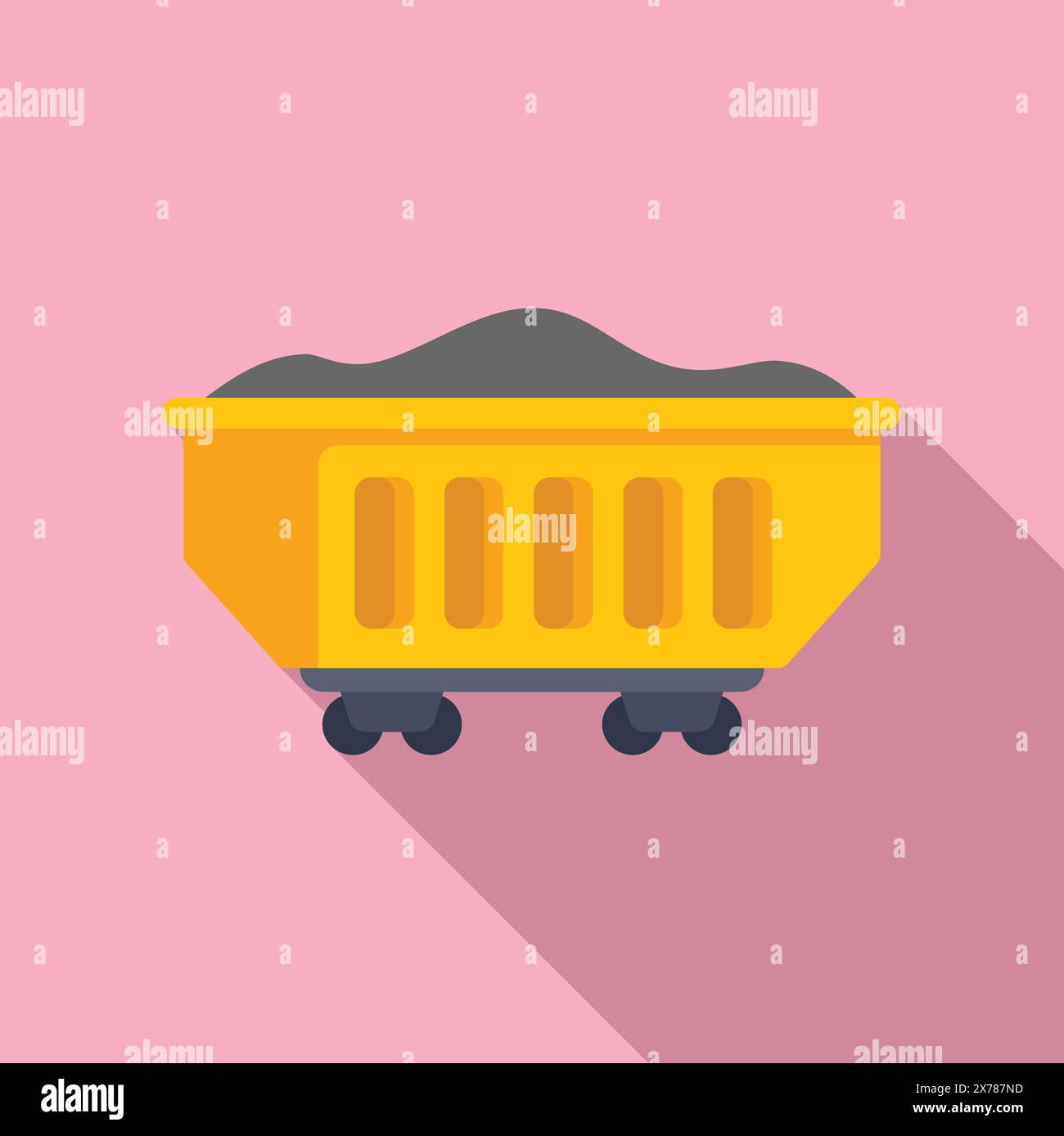 Flat design illustration of a yellow mine cart full of coal Stock ...