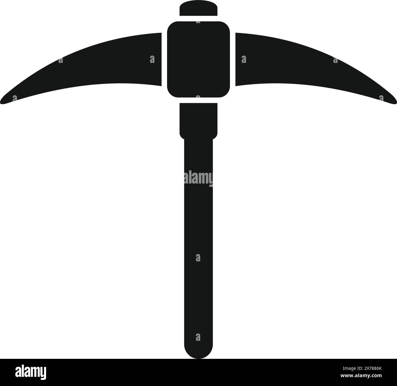 Graphic illustration of a black pickaxe silhouette, isolated on a white ...