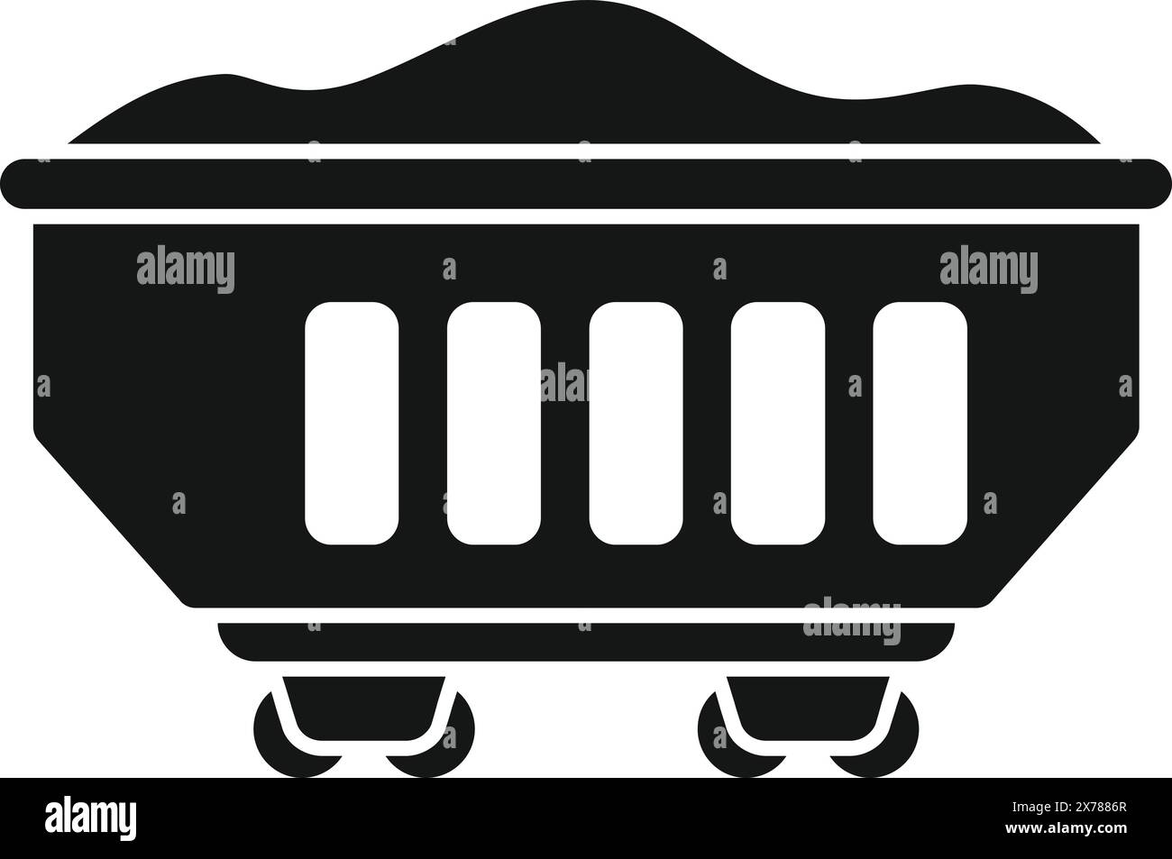 Vector illustration of a mining cart silhouette isolated on a white ...