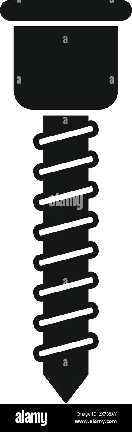Vector illustration of a black silhouette screw icon, isolated on white ...