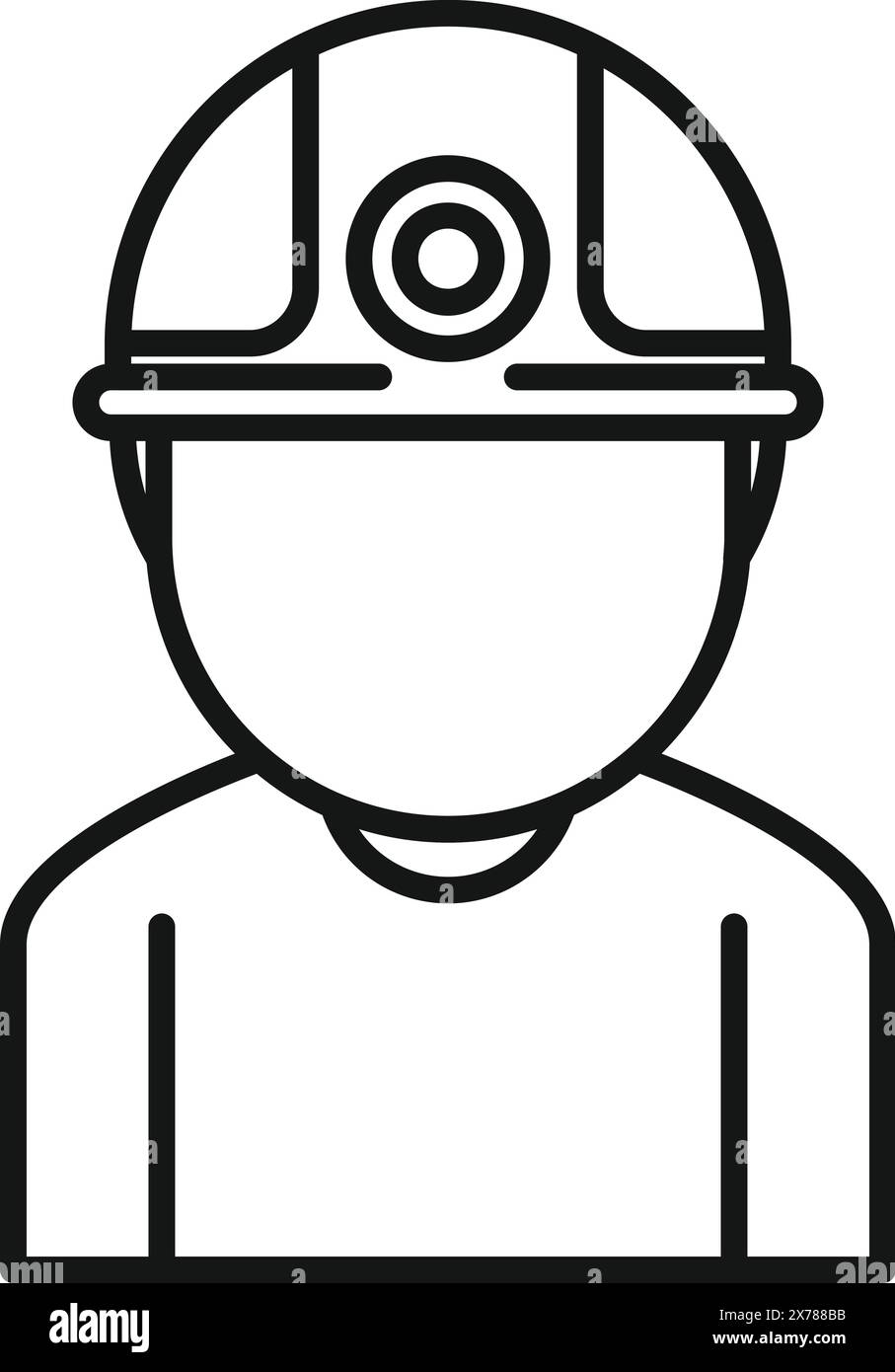 Minimalistic line art icon depicting a miner with a safety helmet Stock ...