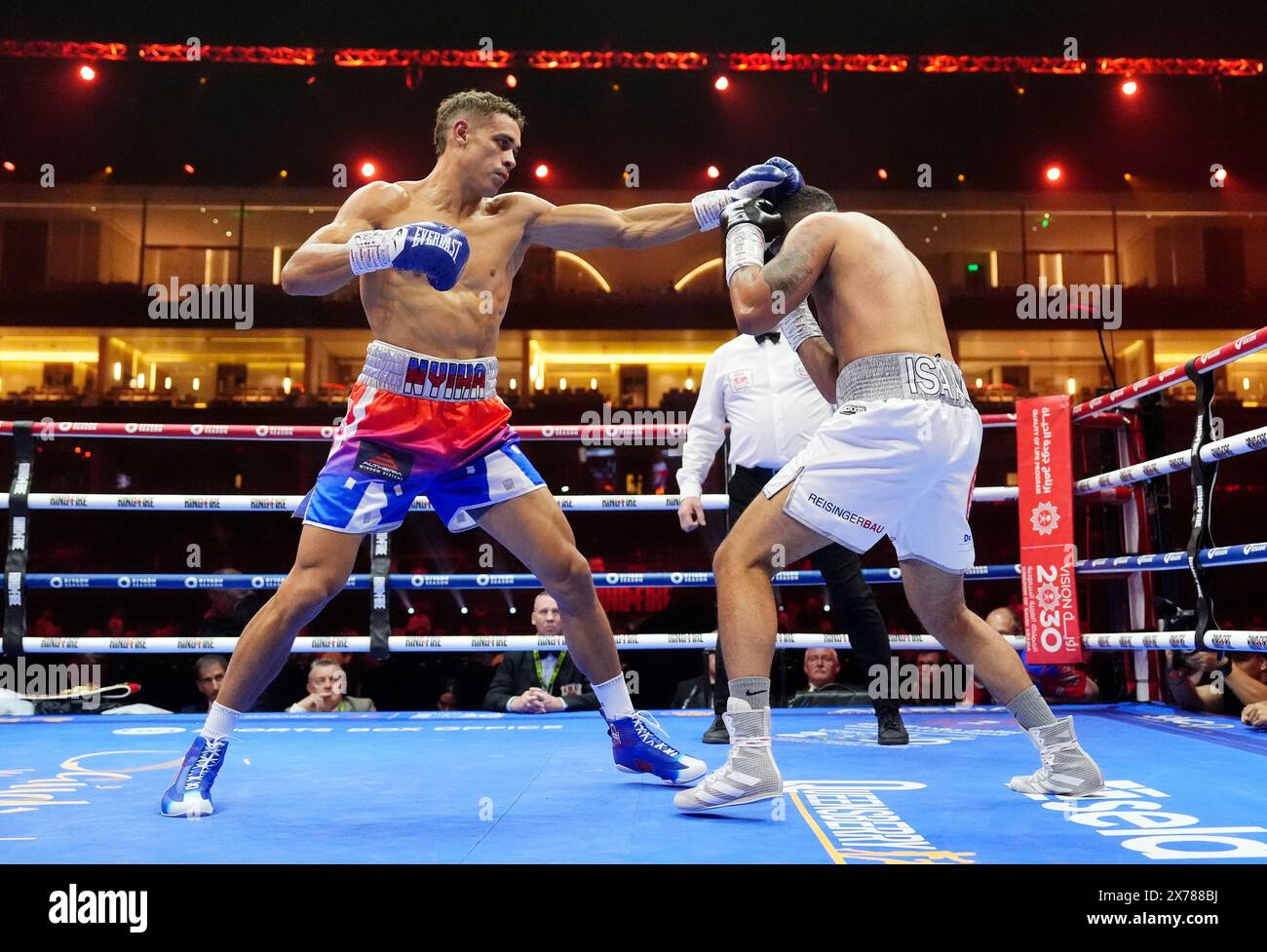 David Nyika (left) in action against Michael Seitz in their ...