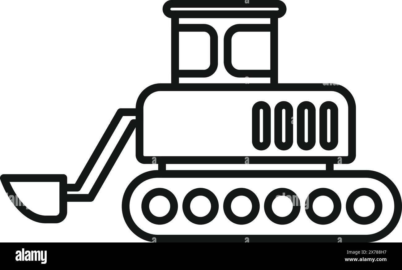 Simple linear illustration of a bulldozer, ideal for construction ...
