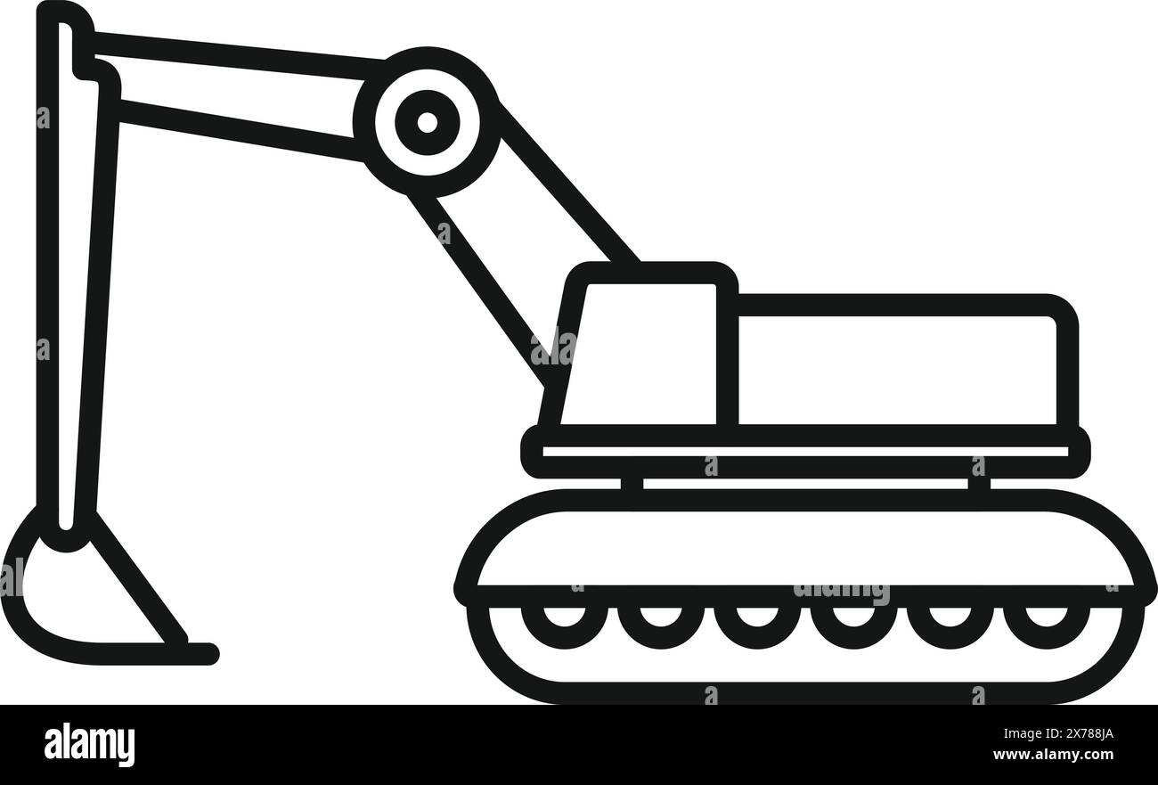 Detailed vector illustration of a simple excavator line art, perfect ...