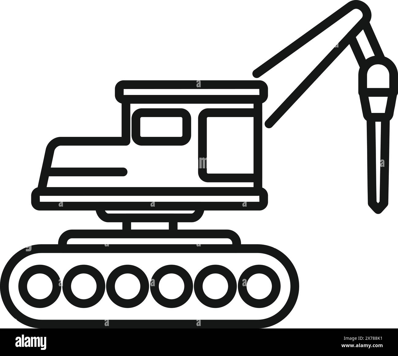 Simple vector illustration of excavator line art for construction and ...