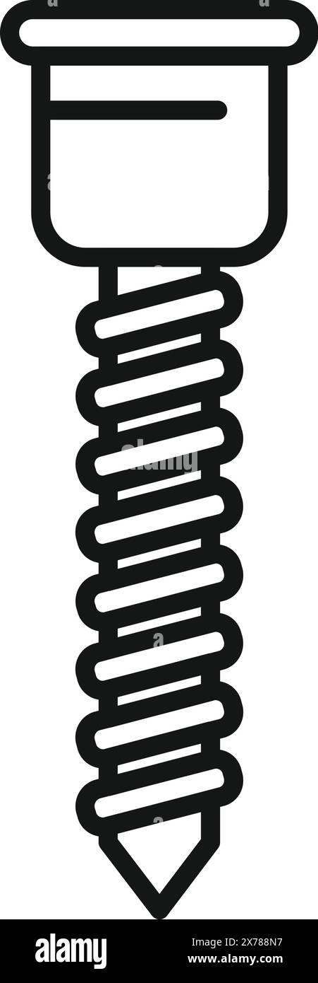 Vector illustration of a simple black line drawing of a screw Stock ...