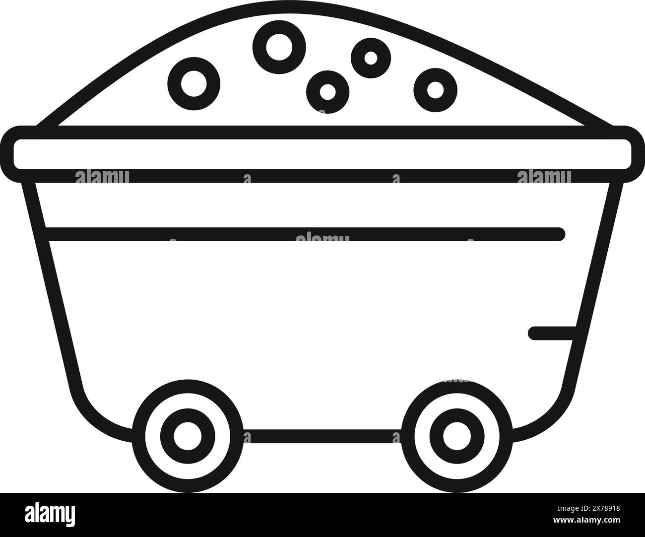 Cartoon mining cart icon isolated on white background. Simple line art ...