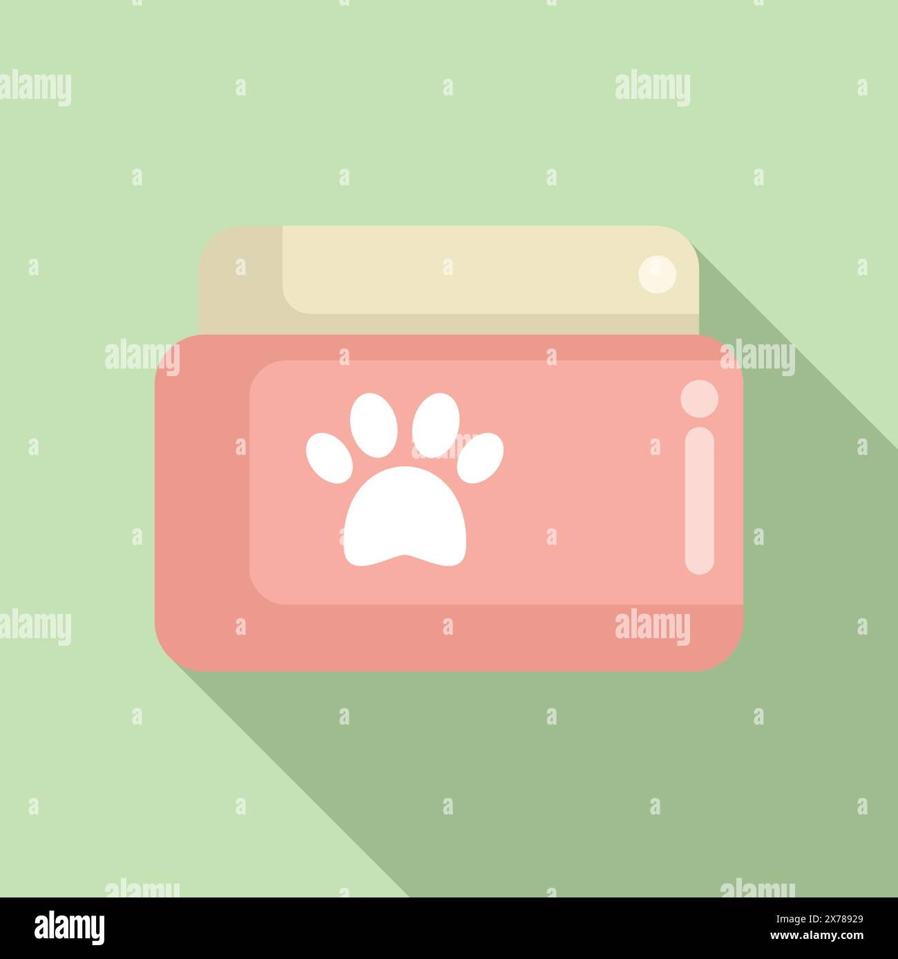 Vector illustration of a pink folder icon with a pet paw print, shadow ...