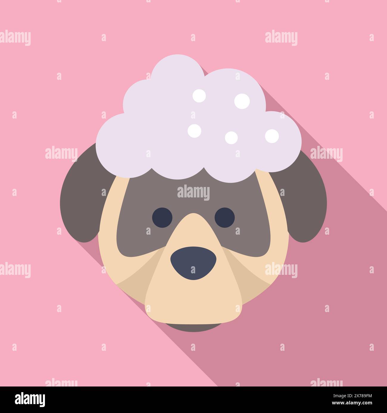 Adorable and playful cartoon poodle icon with fluffy pink haircut on ...