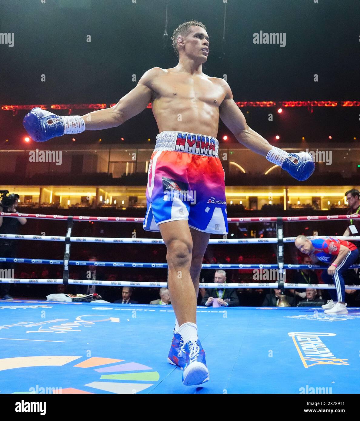 David Nyika celebrates beating Michael Seitz in their Cruiserweight ...