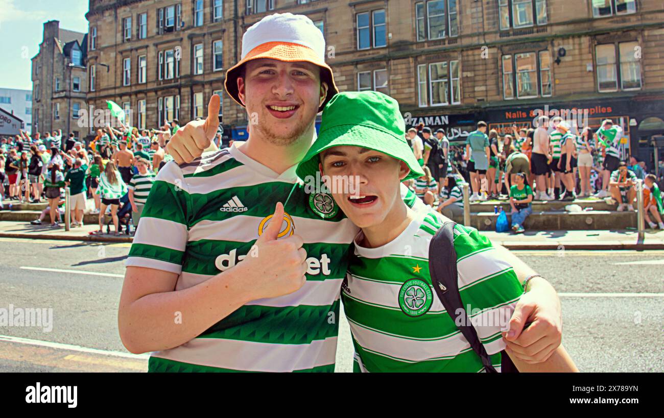 Glasgow, Scotland, UK. 18th May, 2024: Celtic fans celebrate title win ...