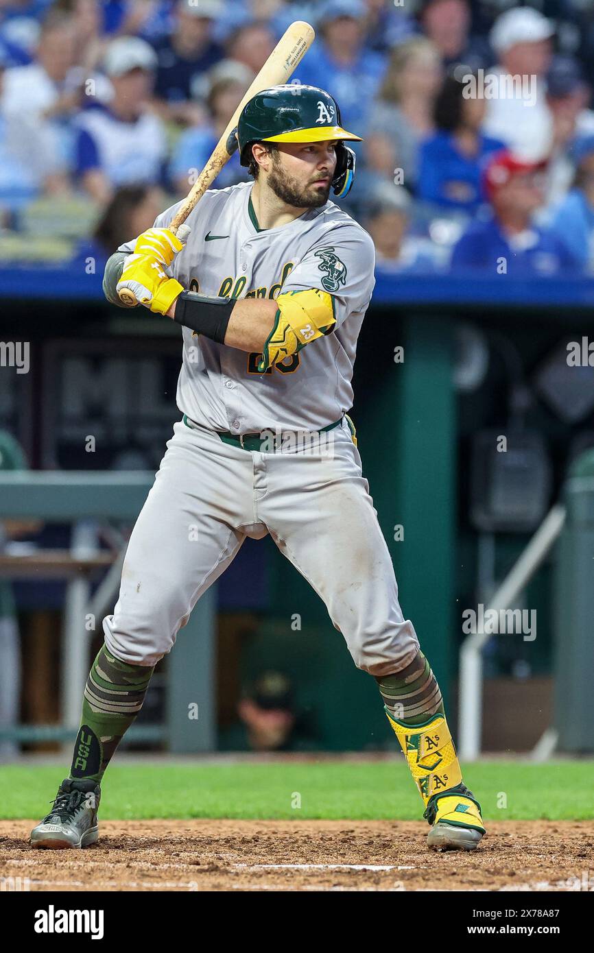 Kansas City, MO, USA. 17th May, 2024. Oakland Athletics catcher Shea ...