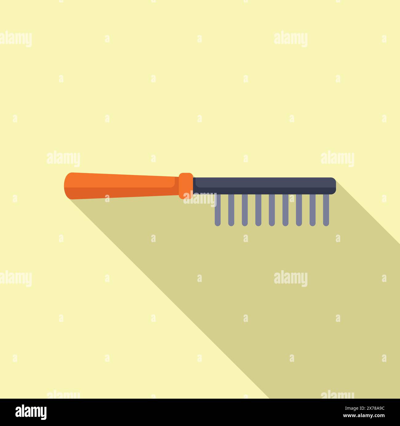 Simple vector graphic of a red handled comb on a pastel yellow ...