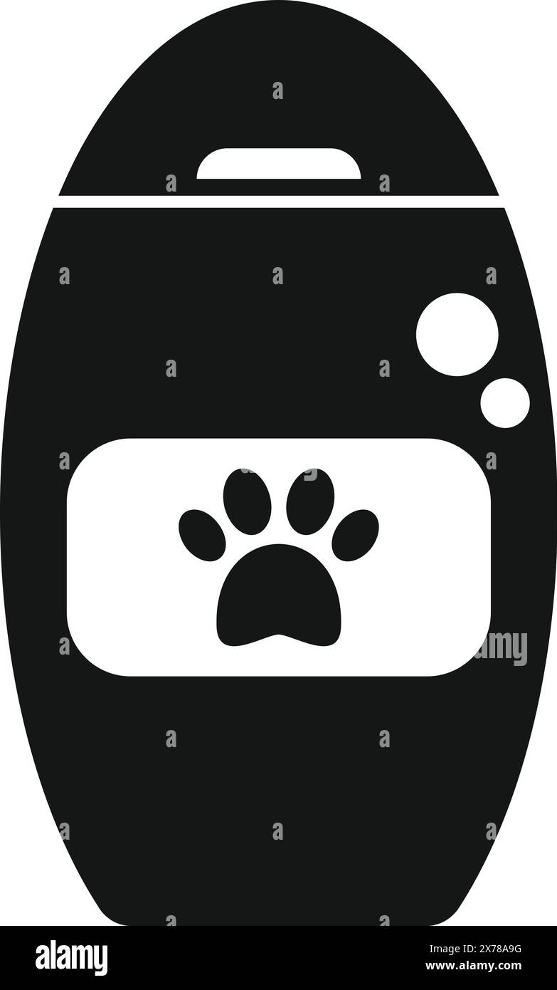 Modern vector illustration of a simple black and white pet id tag icon ...