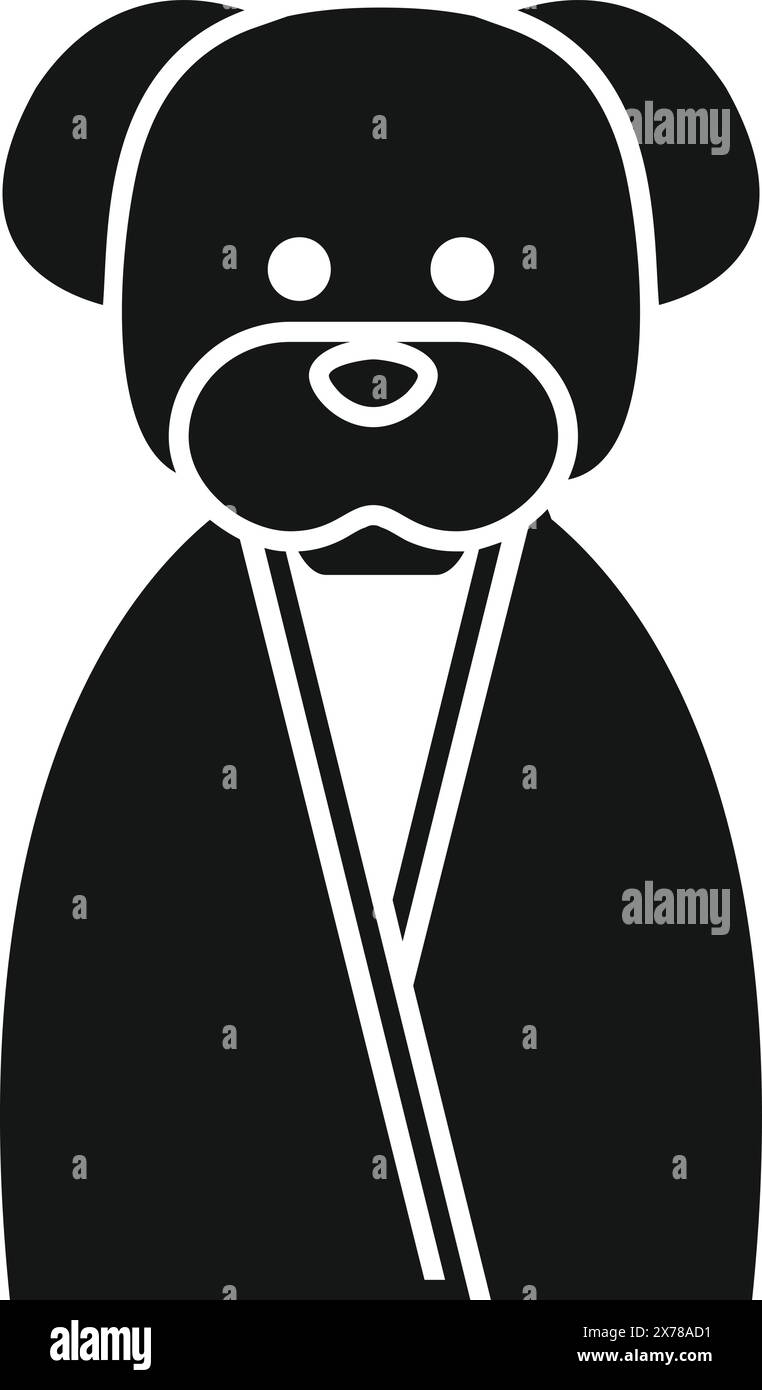 Cartoon business dog icon wearing professional attire in black and ...