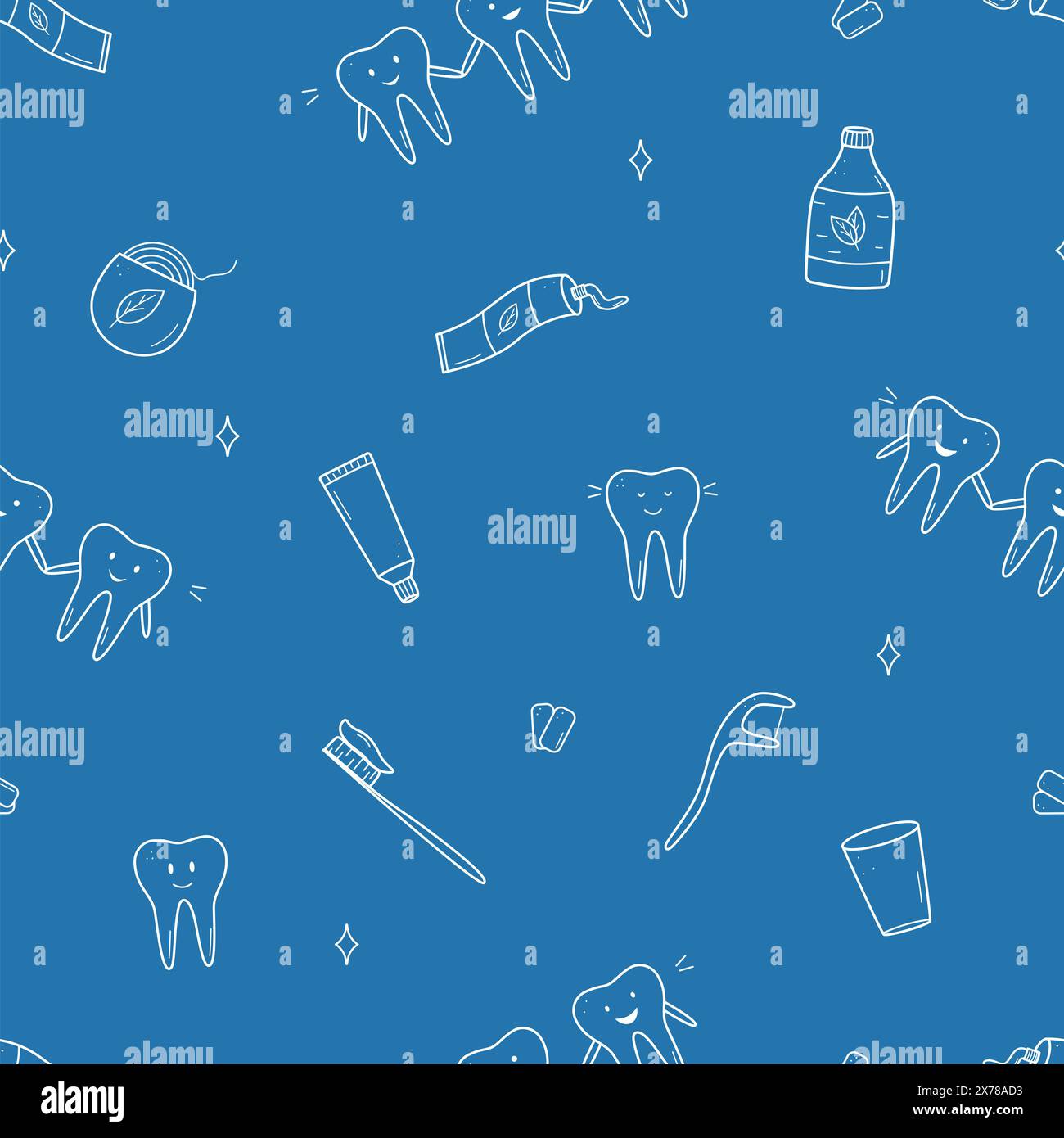 Seamless Pattern Dentistry set icons. Vector illustration of elements ...