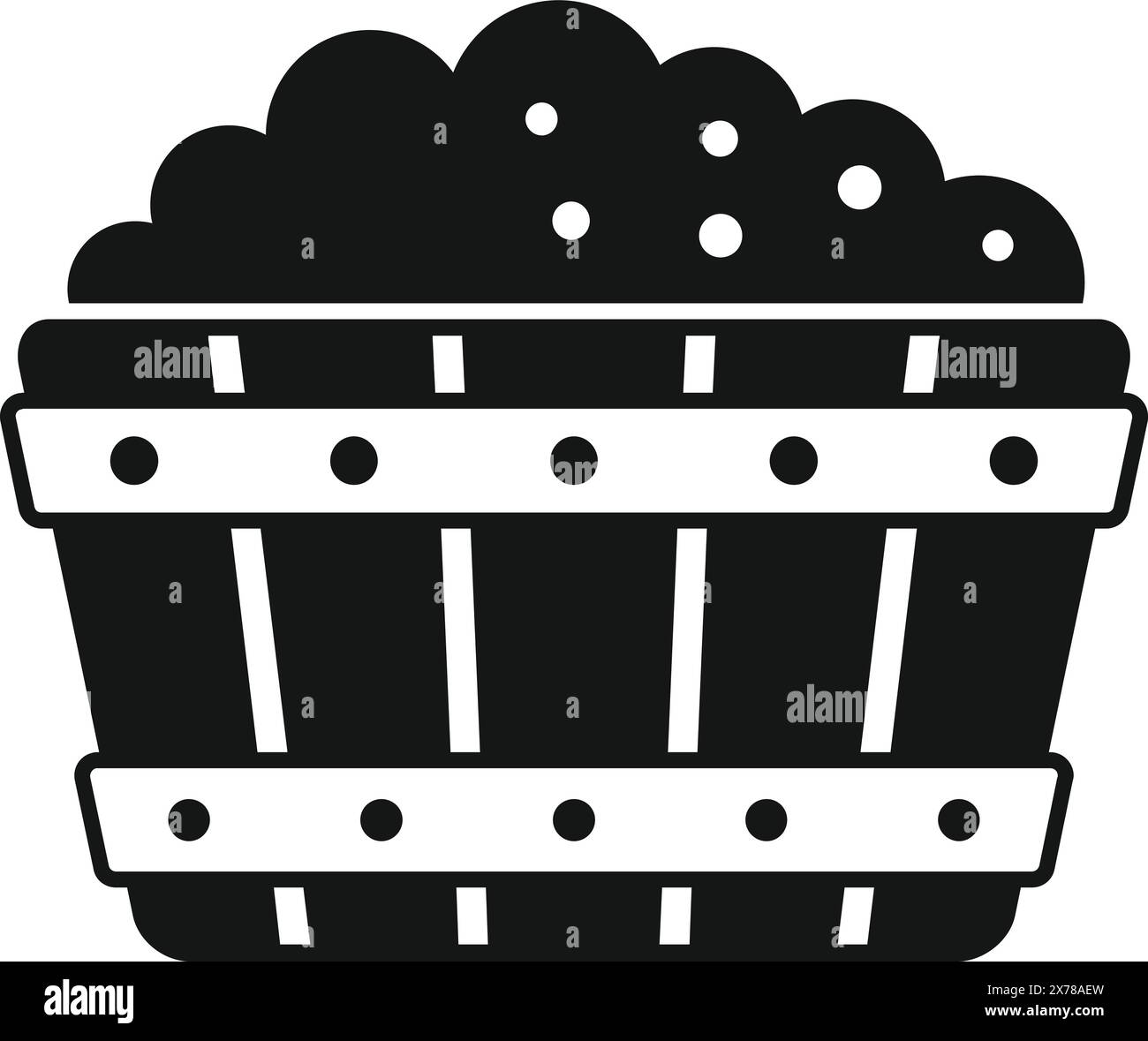 Simple vector illustration of a popcorn bucket in black and white ...