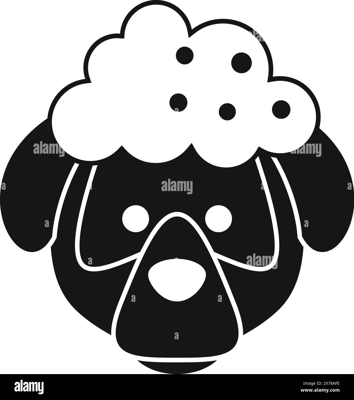 Simple vector icon of a poodle s face in a stylized black and white ...