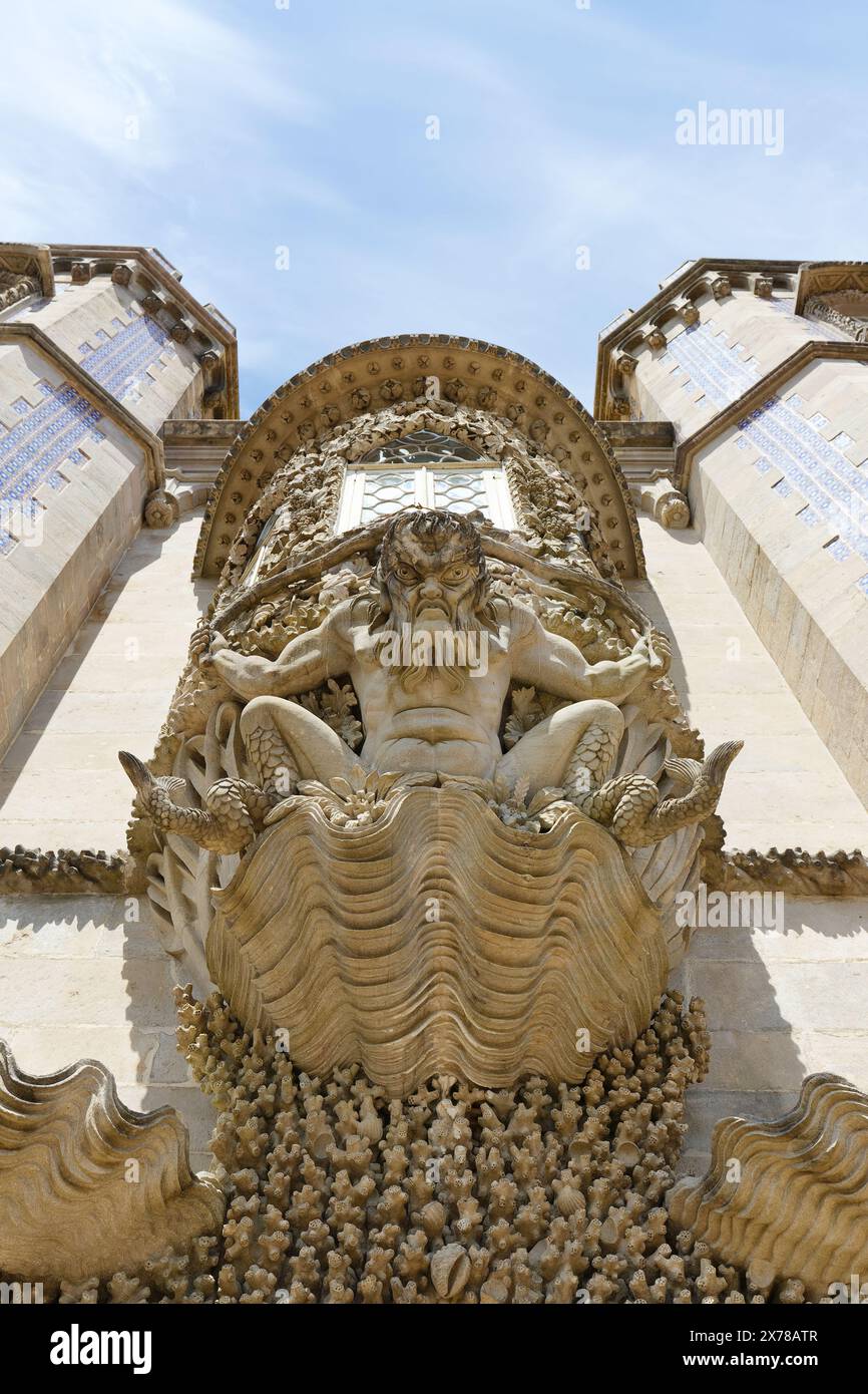 Traditional fantasy stone gargoyle monster with arabic art ornaments ...