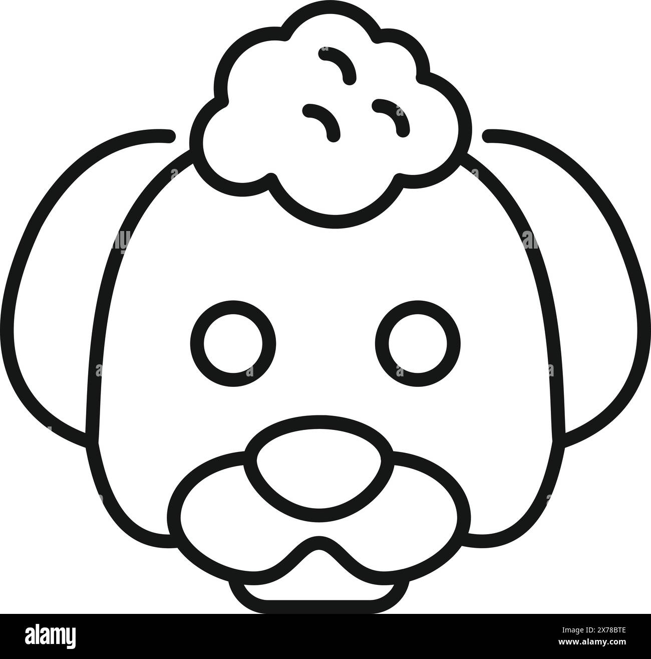 Simple yet adorable cartoon dog face outline illustration in black and ...