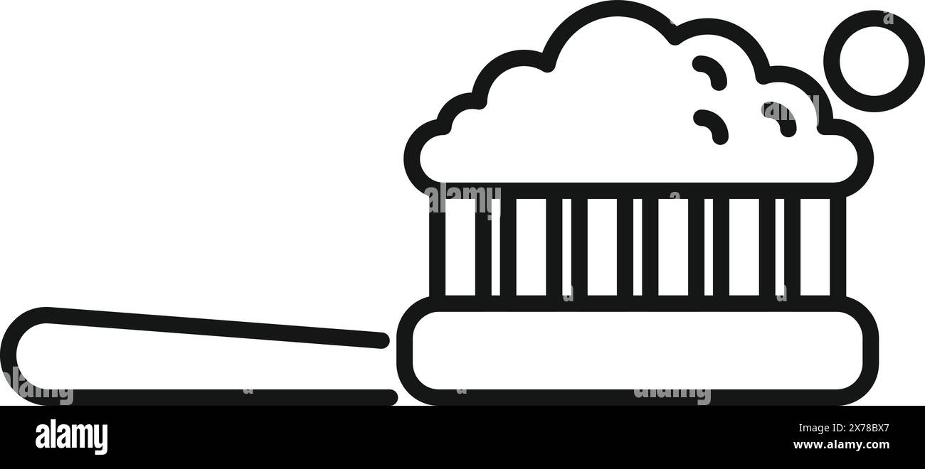 Black and white illustration of a toothbrush with a dab of toothpaste ...