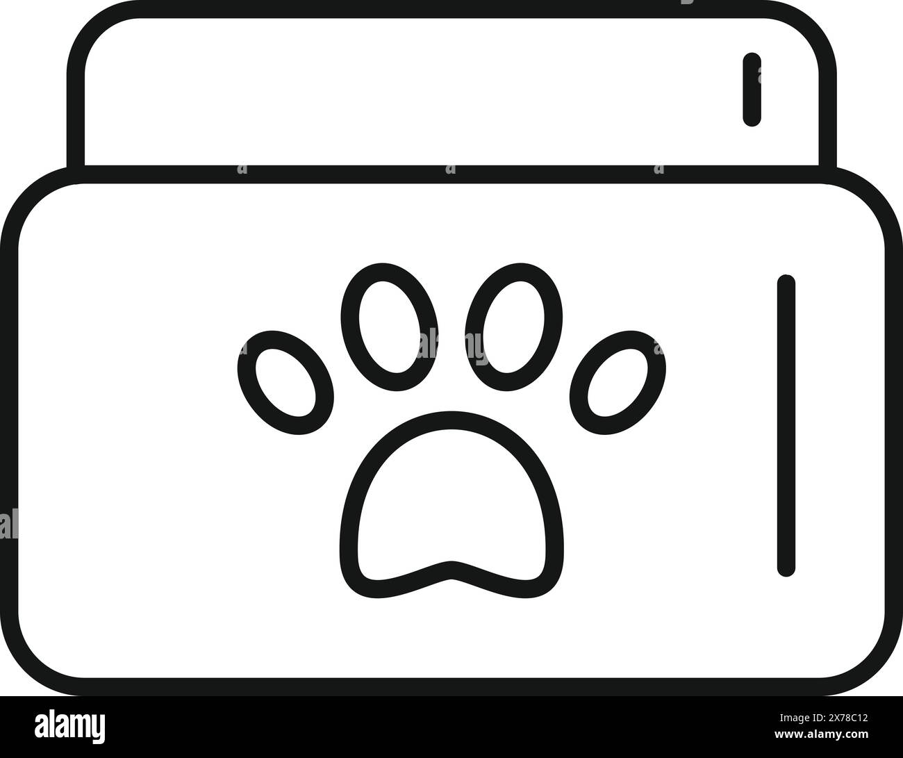 Pet wallet icon with paw print illustration and line art design for ...