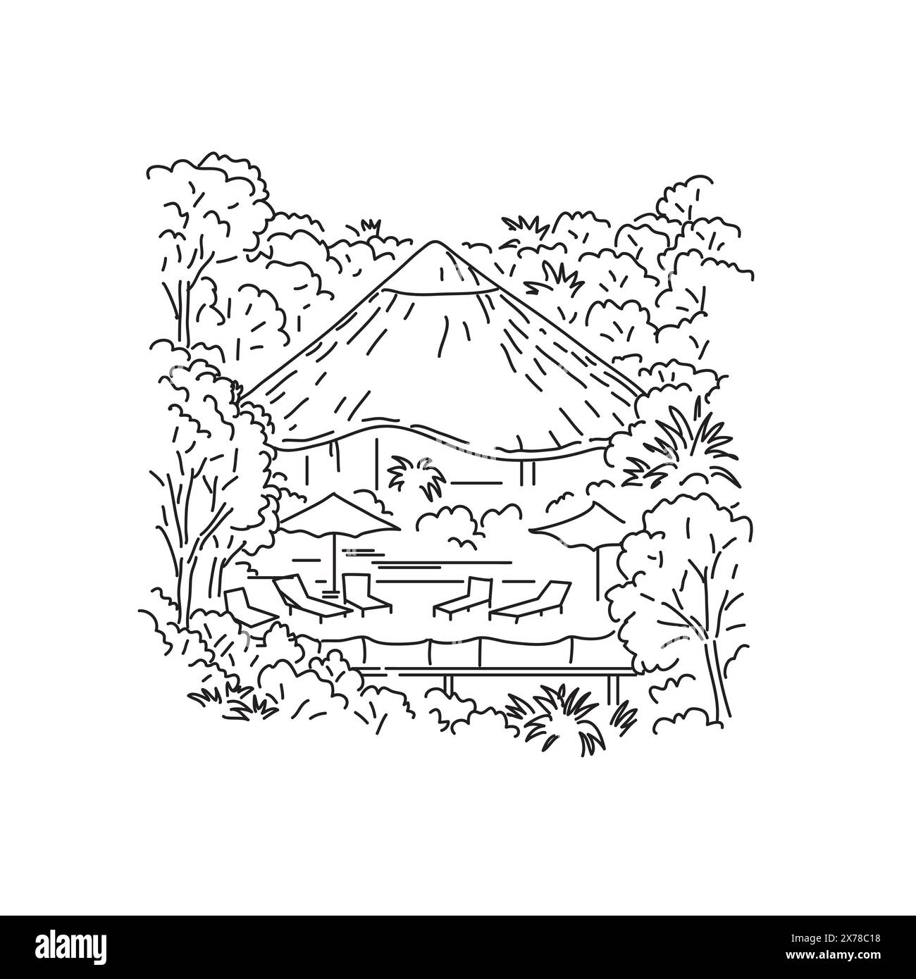 Mono line illustration of a game reserve in Grahamstown in the Eastern ...