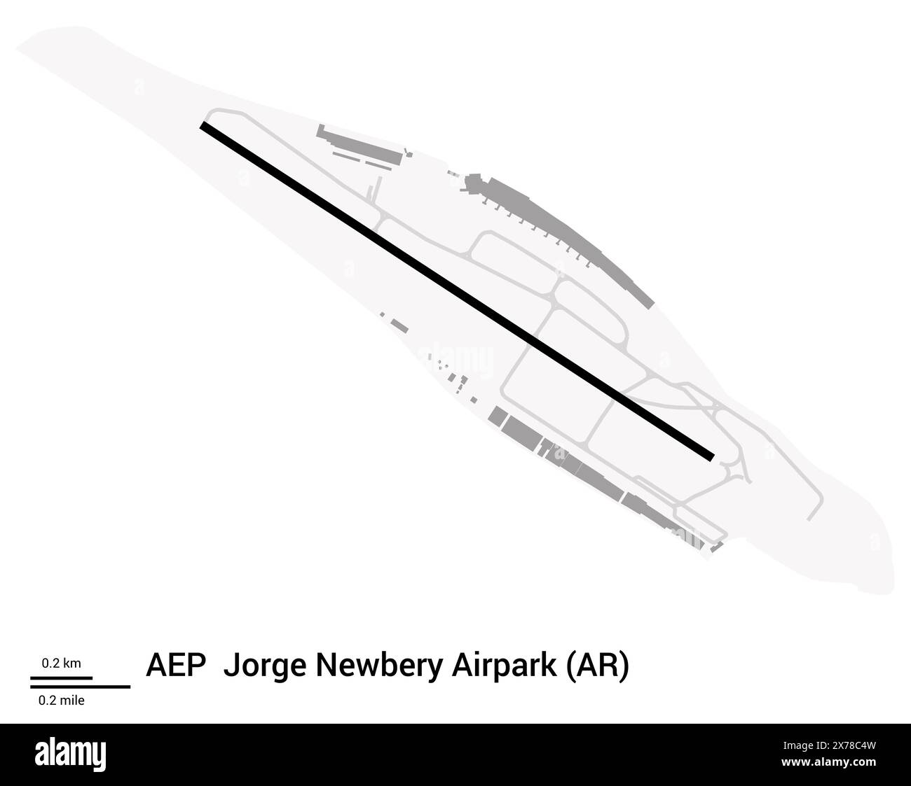 Map of airport Jorge Newbery Airpark (Argentina). IATA-code: AEP. Airport diagram with runways ...