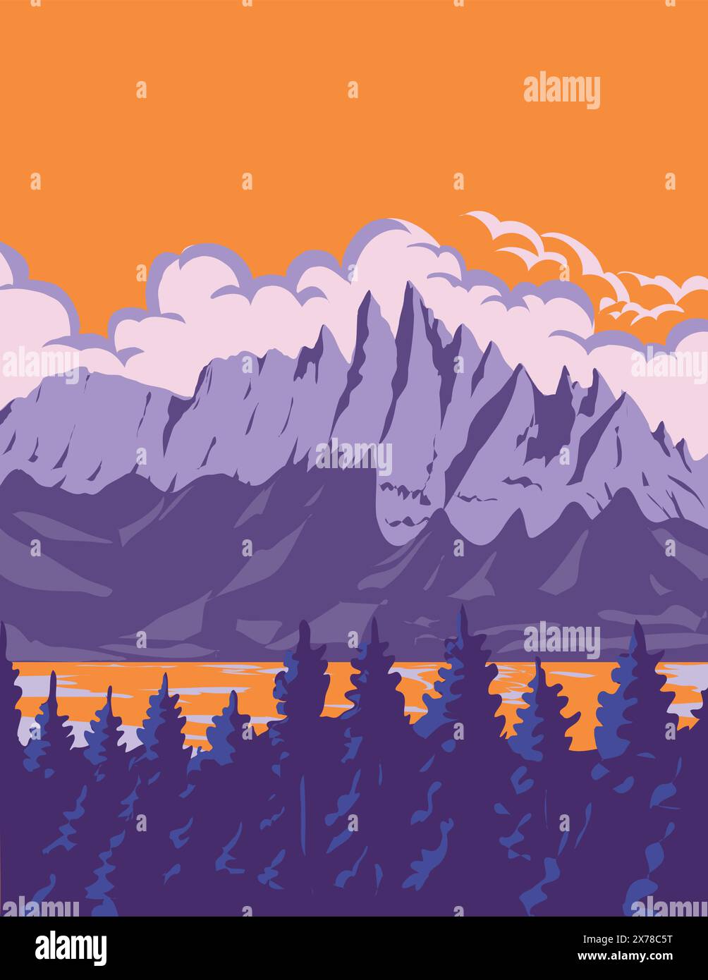 WPA poster art of Sky Pond in Rocky Mountain National Park in northern ...