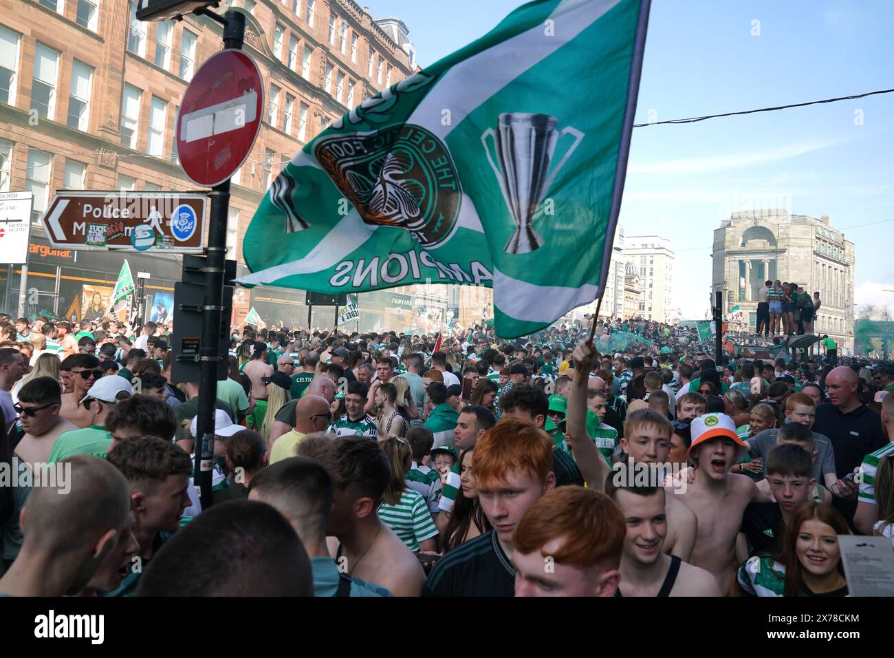 Celtic fans celebrate after winning the cinch Premiership in the city ...