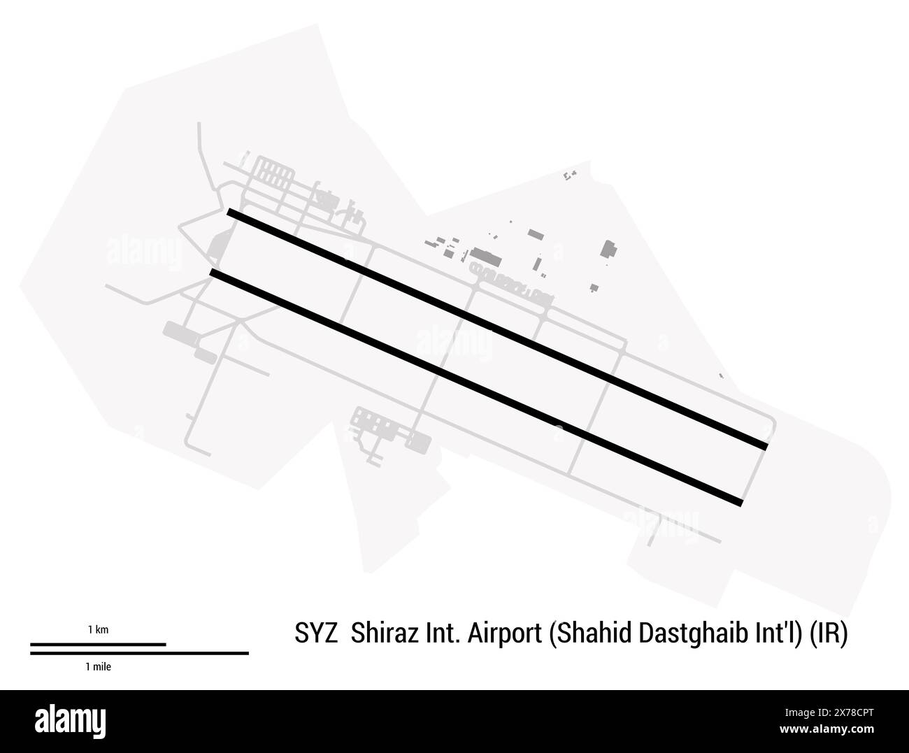 Map of Shiraz International Airport (Shahid Dastghaib Int'l) in Shiraz ...