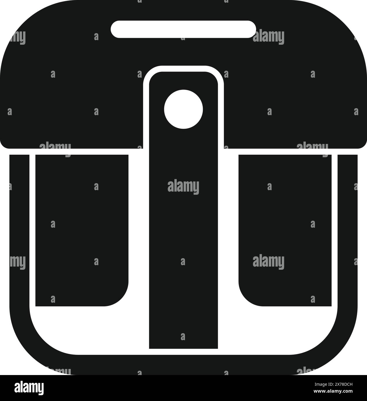 Simplified icon illustration of a backpack in a bold black and white ...