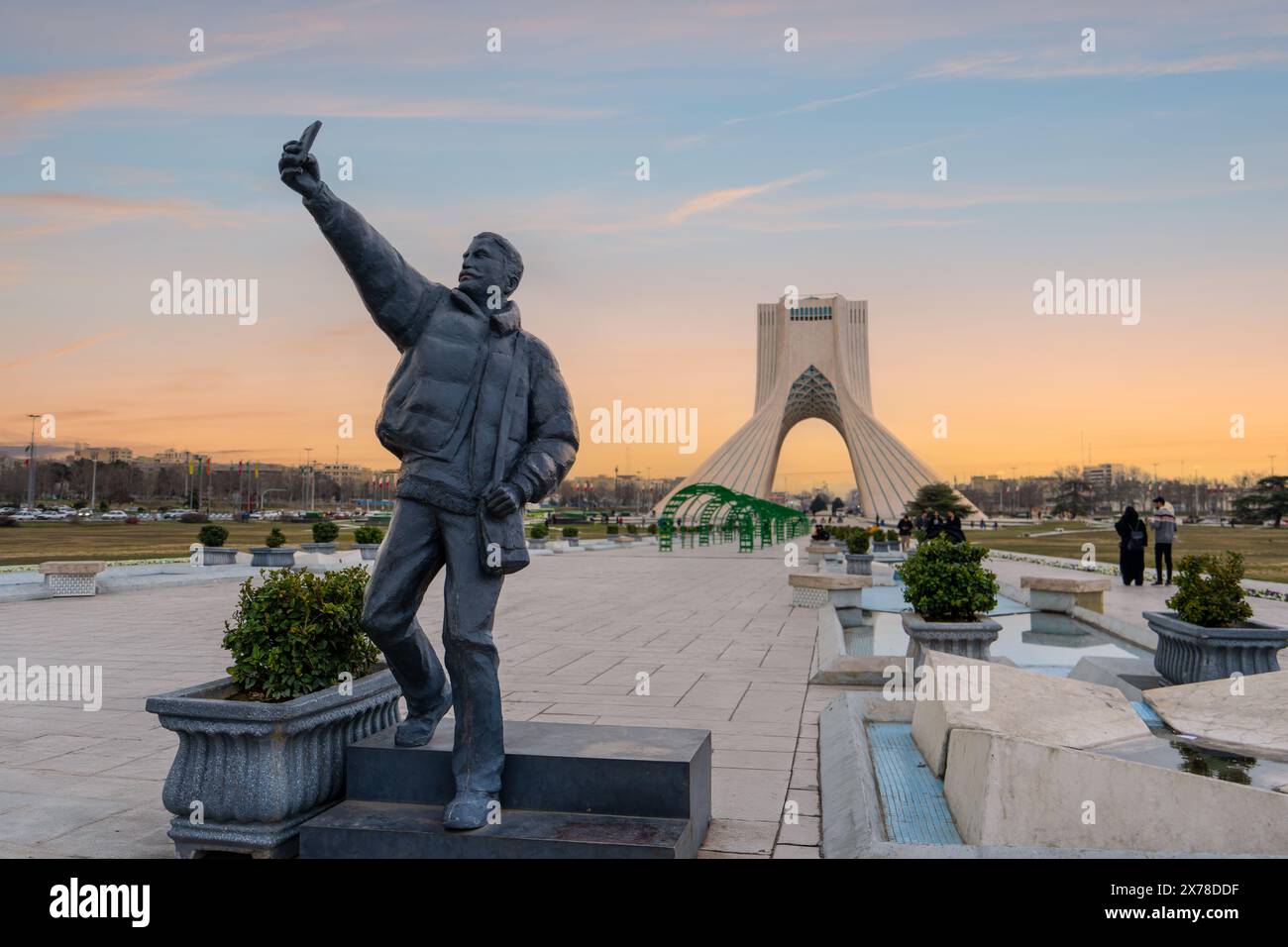 At sunset, locals enjoy a leisurely evening at this iconic landmark in ...