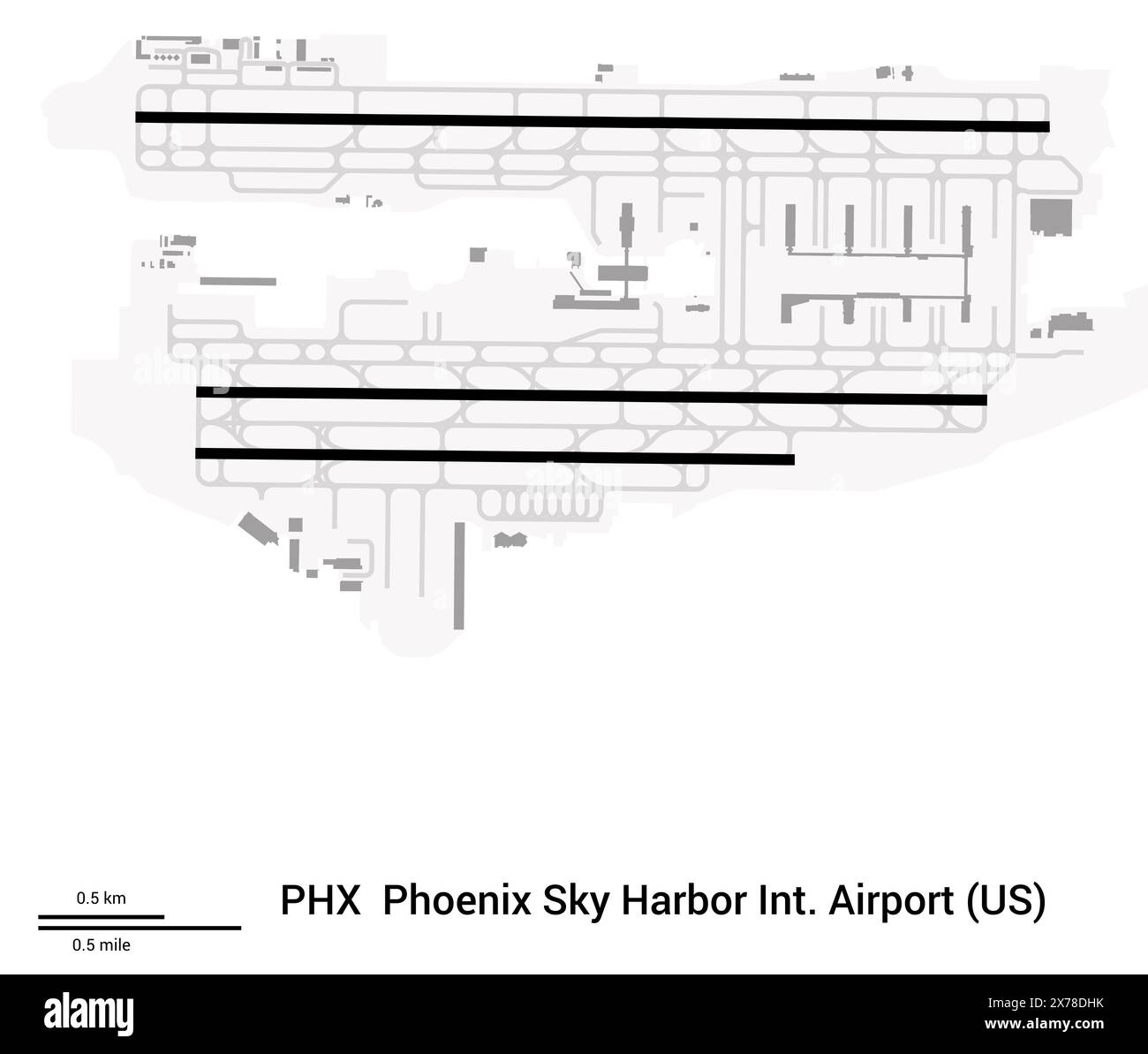 Map of Phoenix Sky Harbor International Airport in Phoenix (United ...