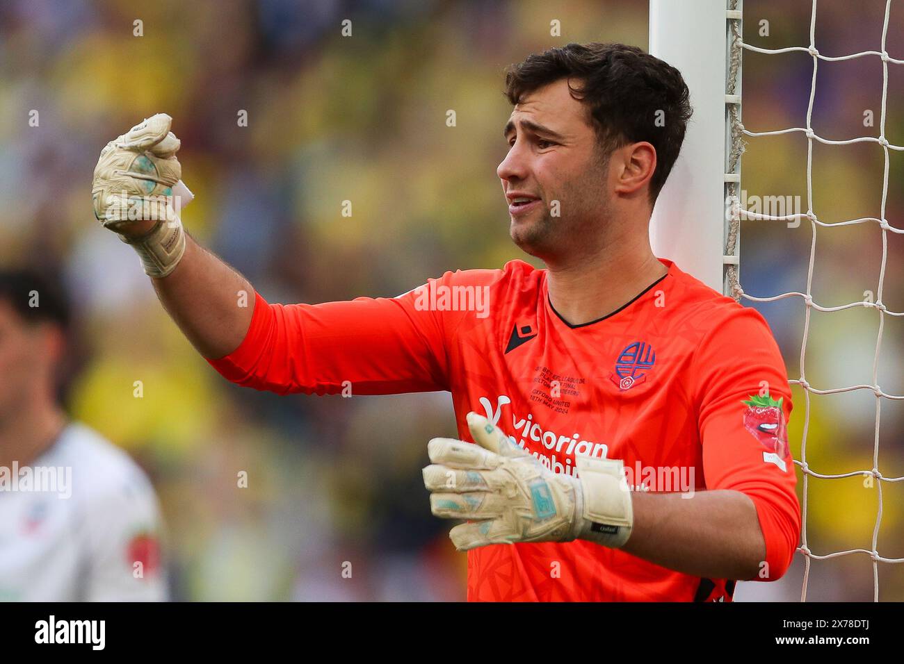 London, UK. 18th May, 2024. Bolton Wanderers goalkeeper Nathan Baxter ...