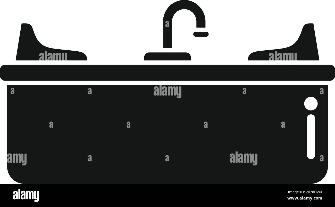 Vector illustration of a sleek, double basin kitchen sink icon, perfect ...