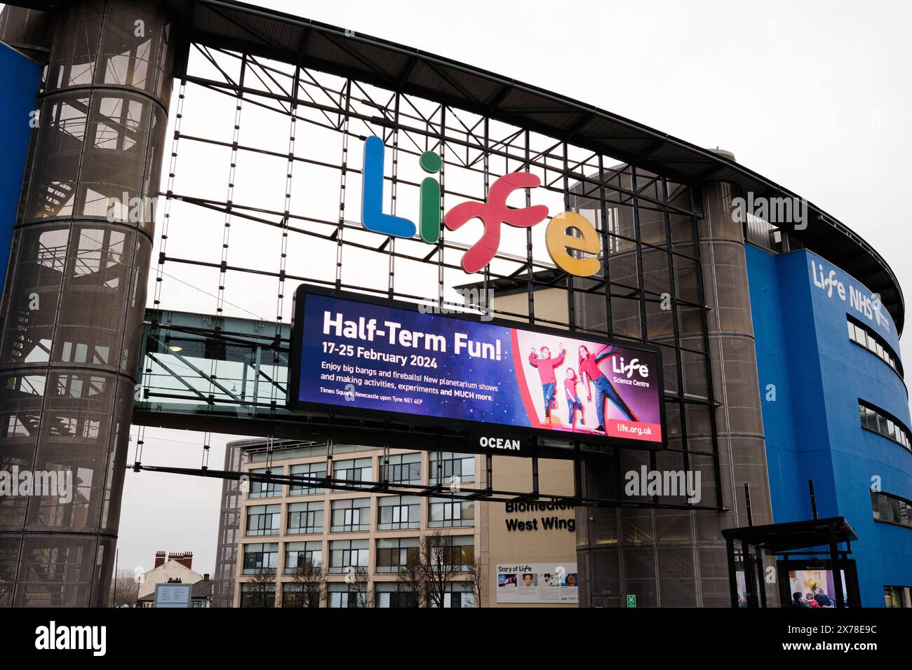 Newcastle upon Tyne UK:19th Feb 2024: Centre for Life exterior and half ...